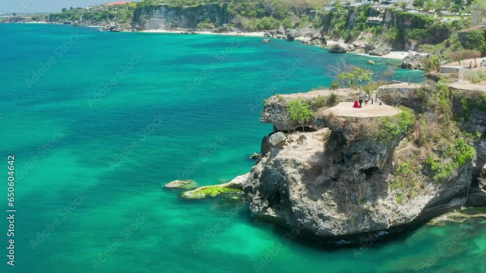 Balangan beach Bali with azure sand beach, rocky mountains and clear ...