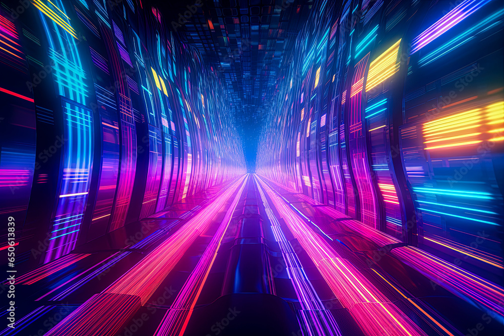 Dynamic and electrifying scene futuristic in a neon color palette Stock ...