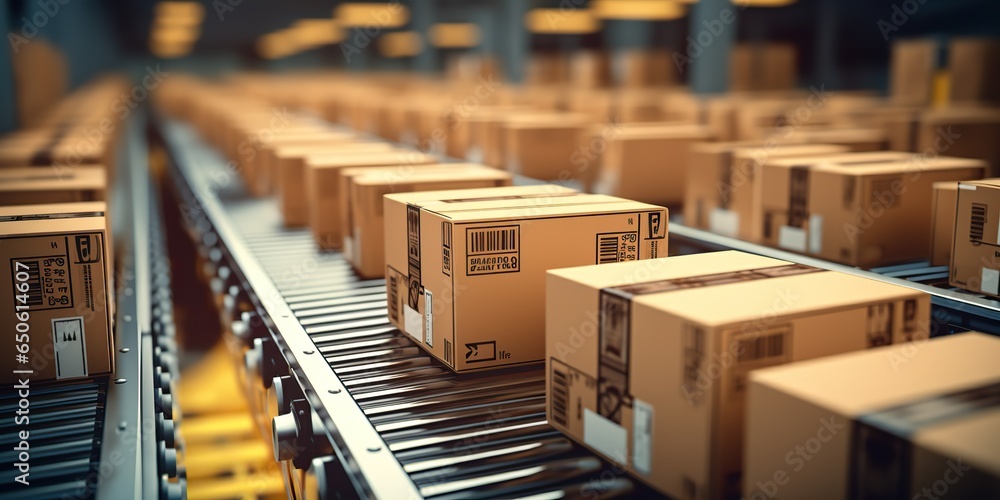 AI Generated. AI Generative. Factory shipping cargo delivery factory ...