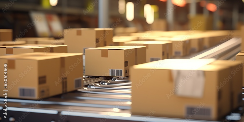 AI Generated. AI Generative. Factory shipping cargo delivery factory ...