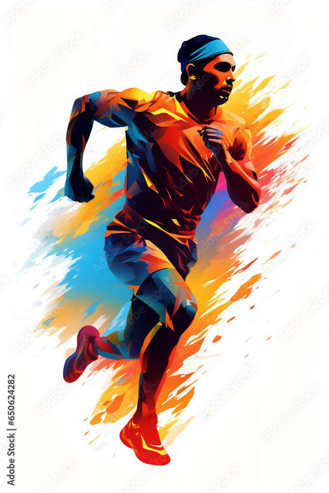 Male athlete runner doing a training exercise for a sports race event ...