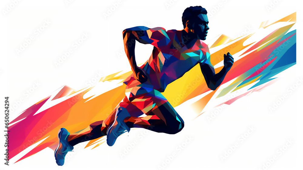 Male athlete runner doing a training exercise for a sports race event ...