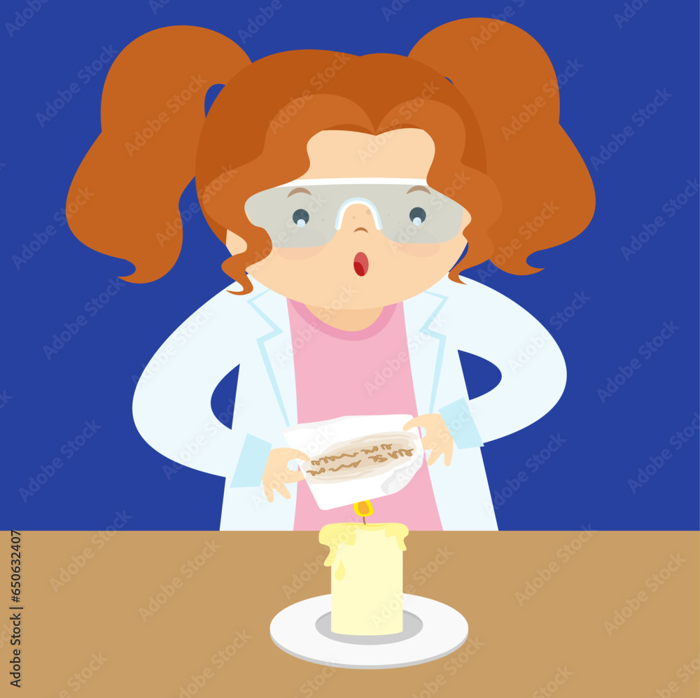 Cute little girl holding a letter with invisible ink on a burning ...