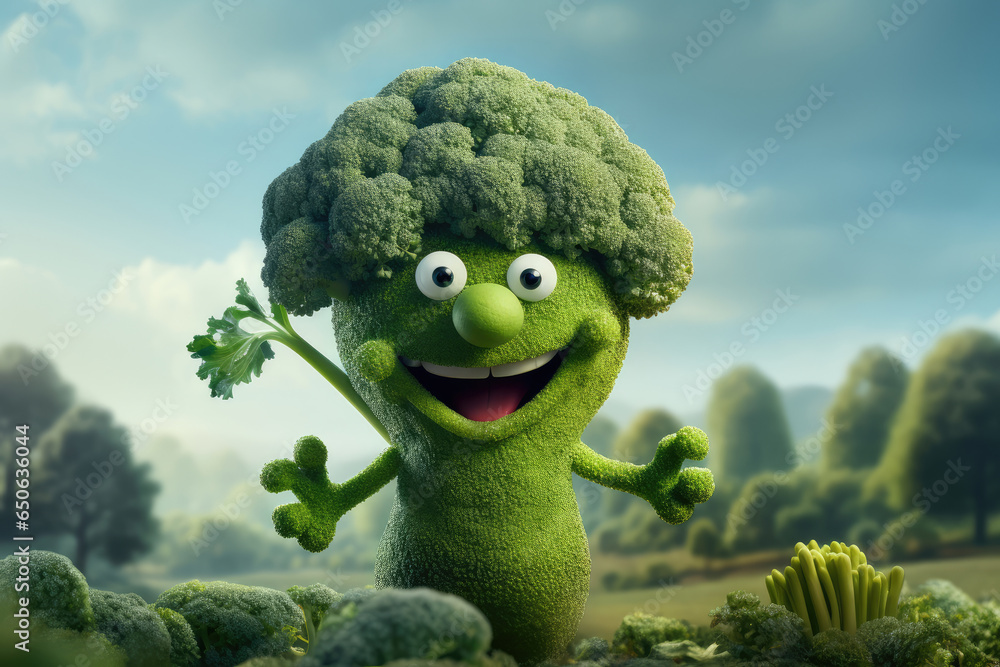 Broccoli character for Restaurant menus and websites, Food packaging ...