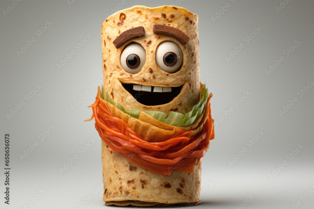 Burrito character for Restaurant menus and websites, Food packaging ...