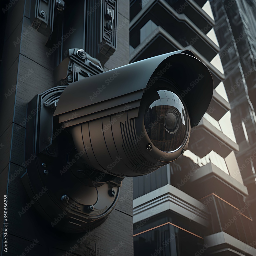 black security camera attached to building close up view Ultra ...