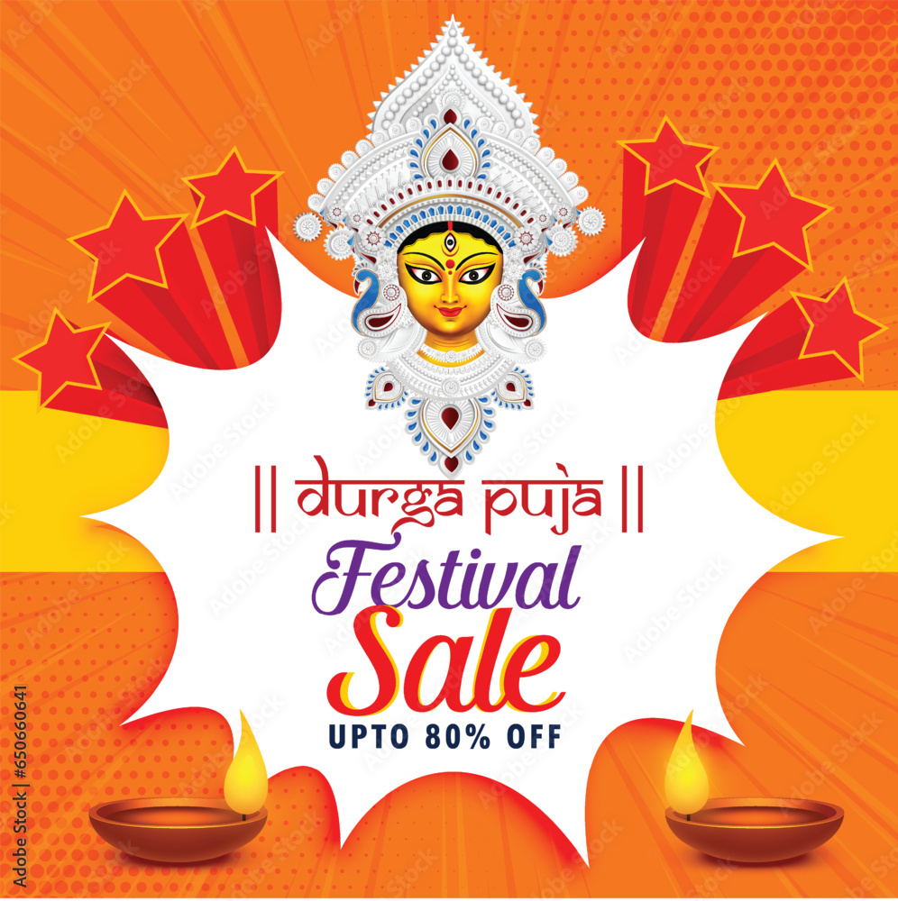 indian festival happy durga puja creative banner background design with ...