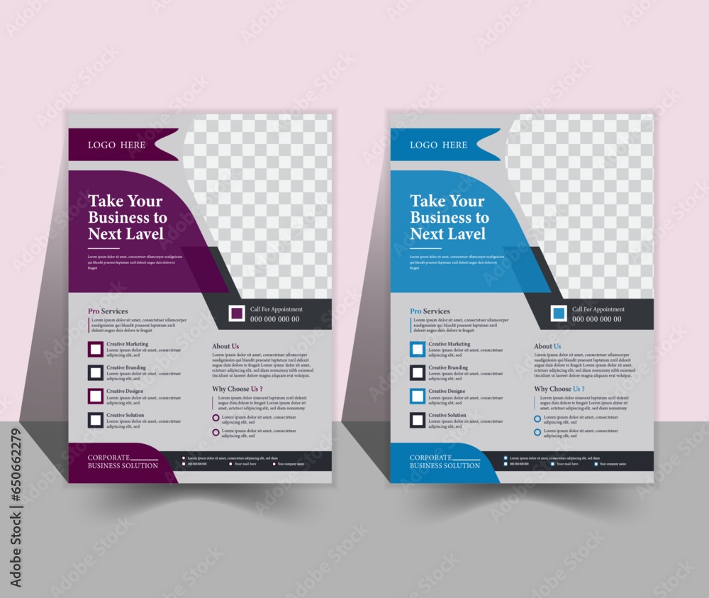 It is part of a flyer design template or brand identity. It is designed ...