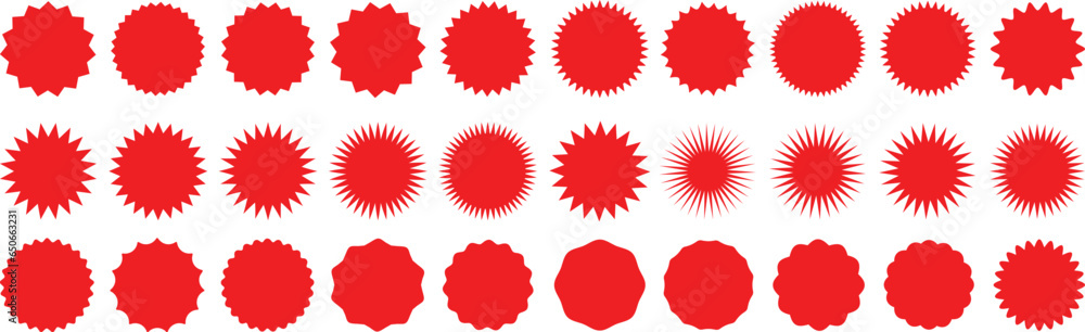 Set of red starburst. Price sticker, sale sticker, price tag, starburst ...