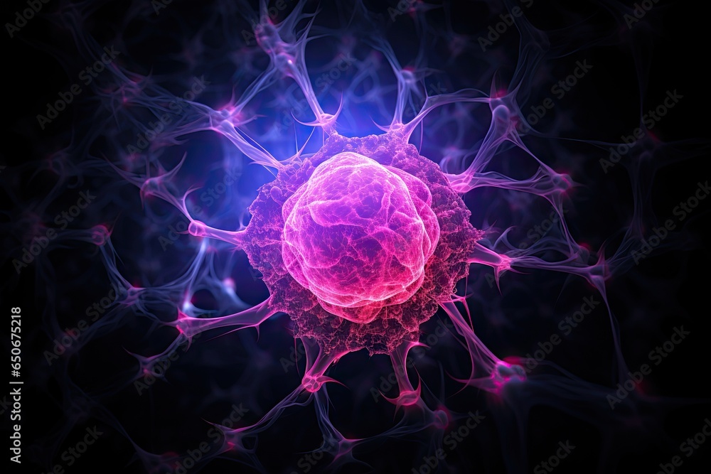 Tumor microenvironment background with cancer cells, T-Cells ...