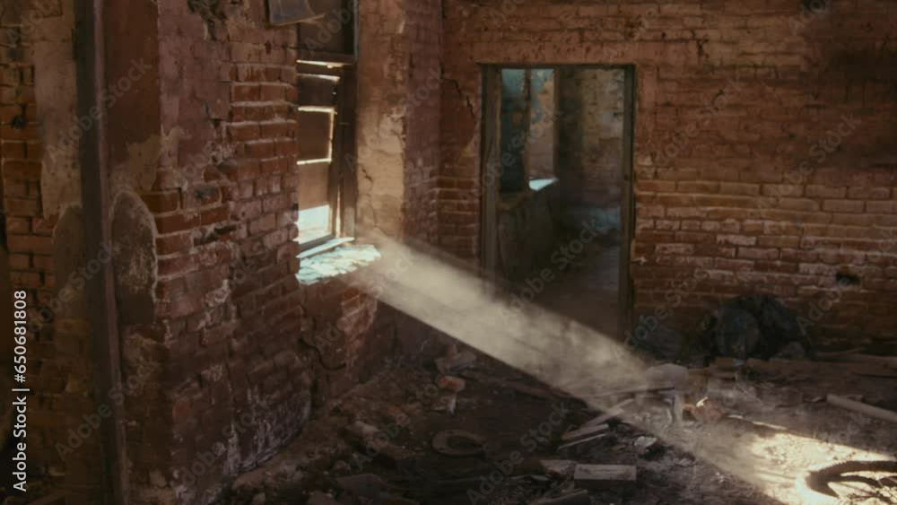 Long shot of creepy clown chasing young girl and running after her with ...