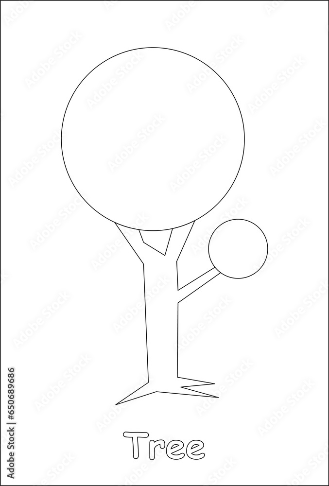 children coloring page of tree with circle shape line drawing page for ...
