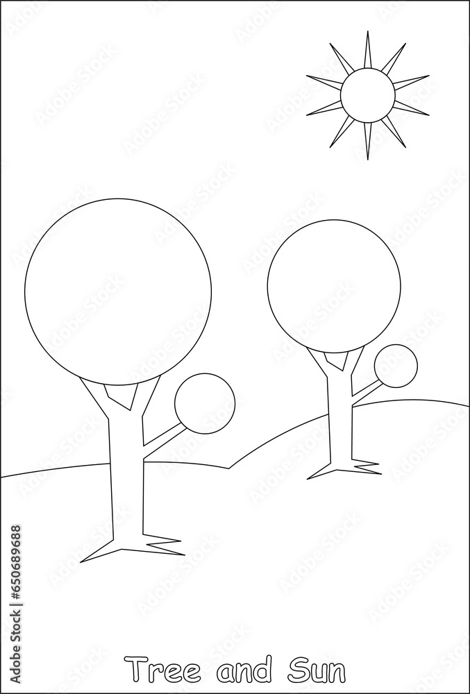 children coloring page of tree with circle shape line drawing page for ...