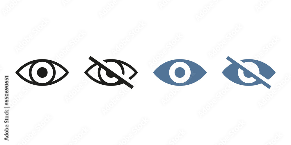 Eye icon set. Vision see and unsee symbol, Show password icon ...