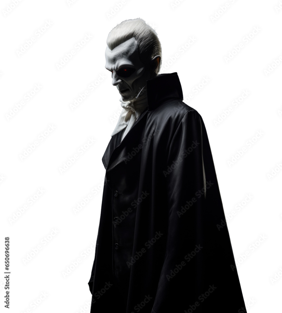 scary male vampire in a black cloak, png file of isolated cutout object ...