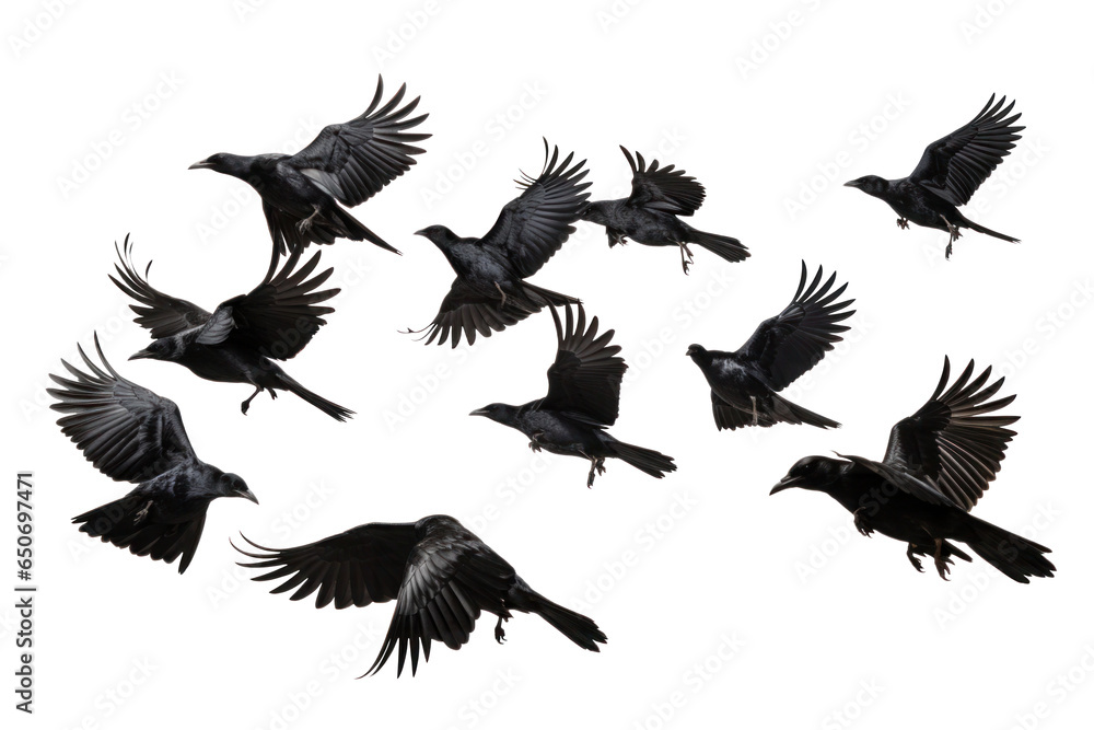 flock of flying crows , png file of isolated cutout object on ...