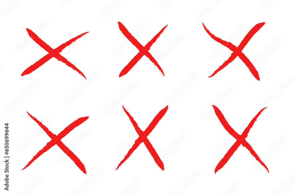 Crossed cancellation X mark - hand drawn cross symbols set Stock Vector ...