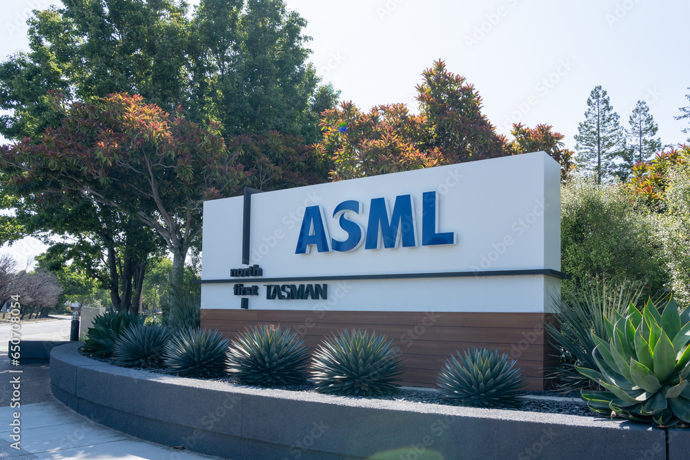 ASML sign at their Silicon Valley office in San Jose, California, USA ...