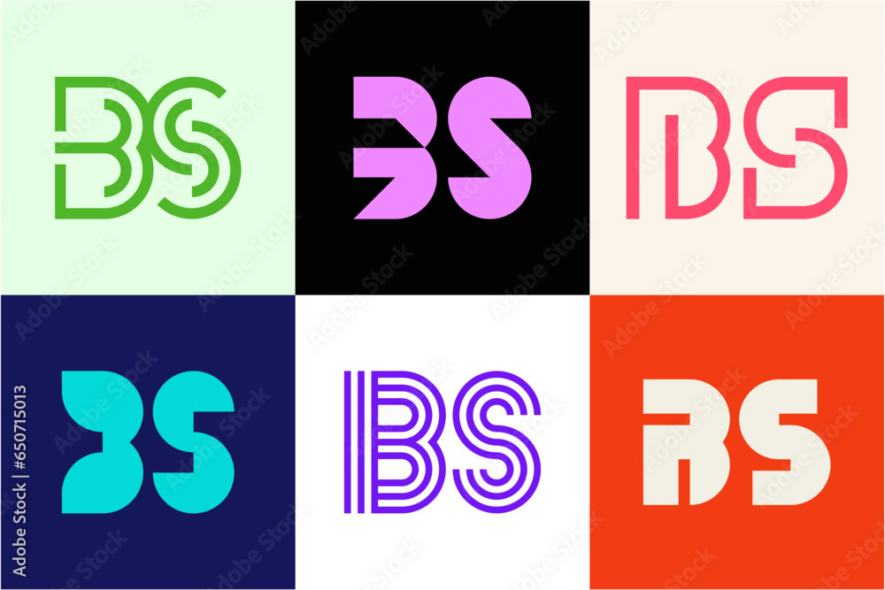 Set of letter BS logos. Abstract logos collection with letters ...