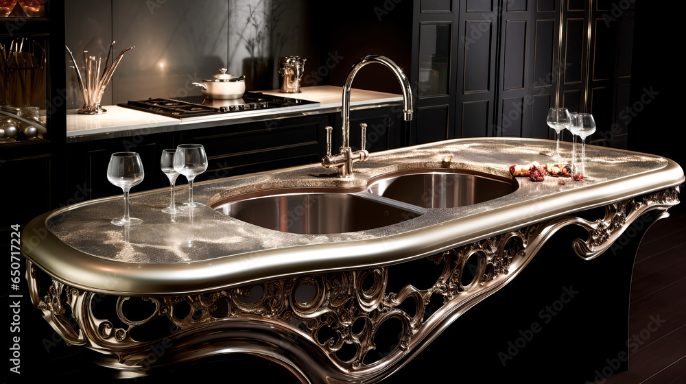 A high-end kitchen sink is shown in the image, with sleek design and ...