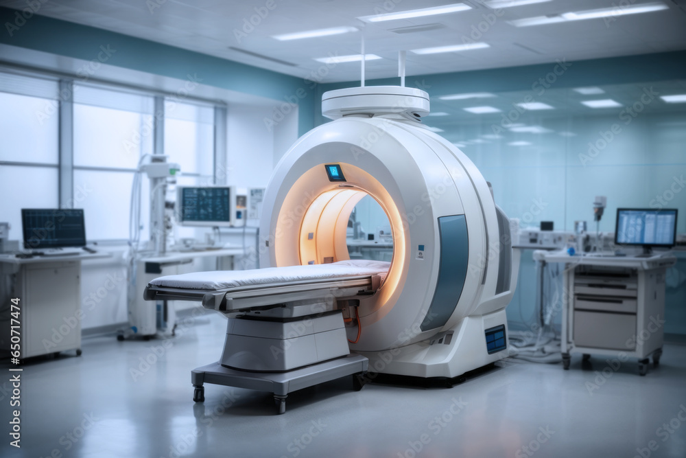Advanced medical diagnosis machine at hospital lab. Magnetic Resonance ...