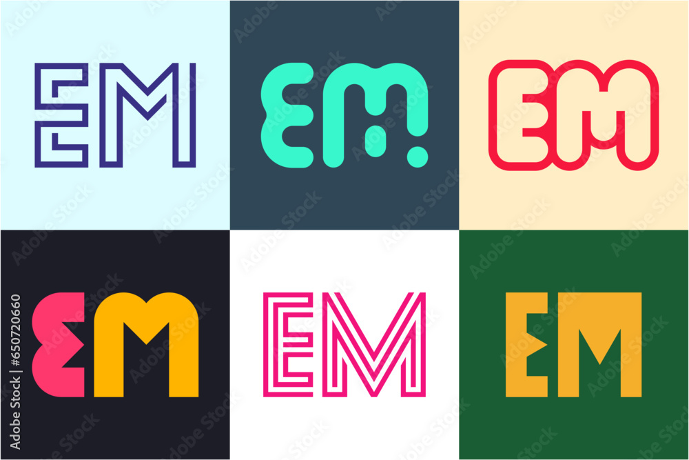 Set of letter EM logos. Abstract logos collection with letters ...
