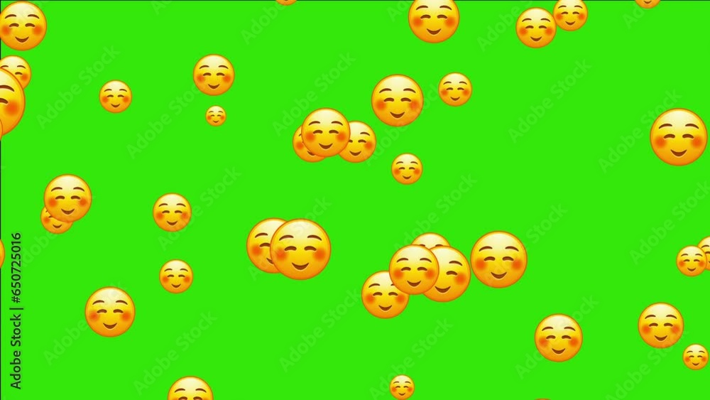 Cute smiling emoji. Happy face with flushed cheeks. Yellow face emoji ...