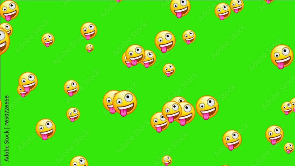 Zany emoji. Goofy emoticon with crazy eyes and tongue out. Animated ...