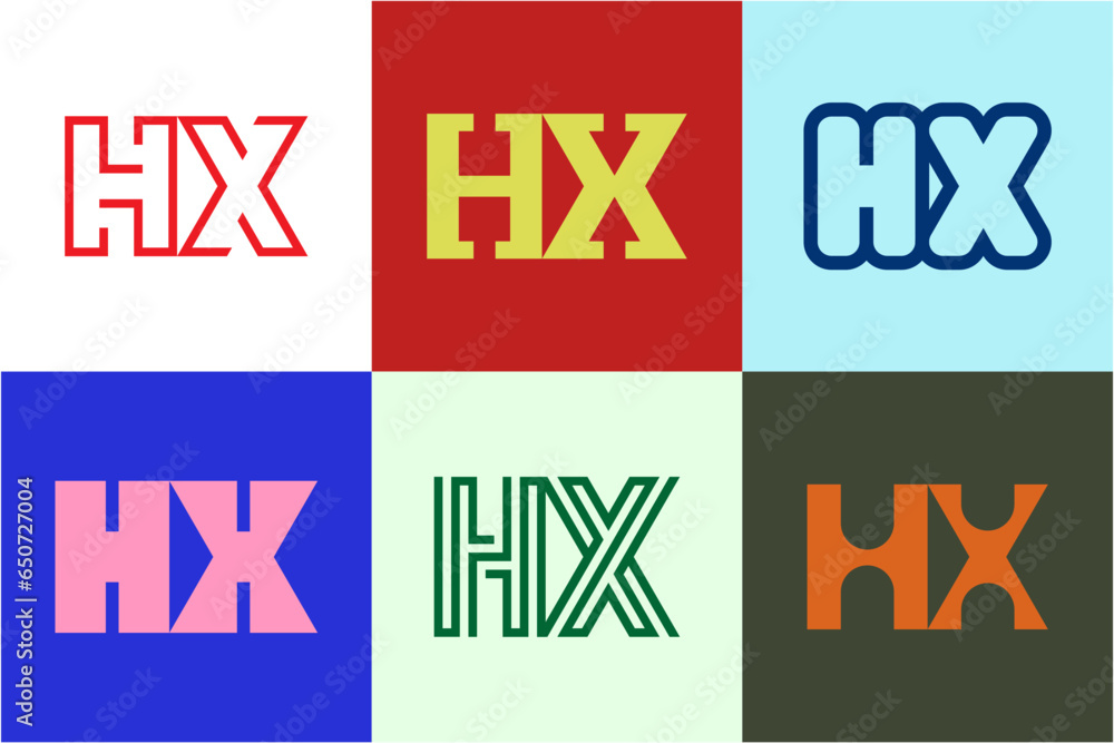 Set of letter HX logos. Abstract logos collection with letters ...