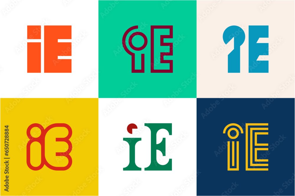 Set of letter IE logos. Abstract logos collection with letters ...