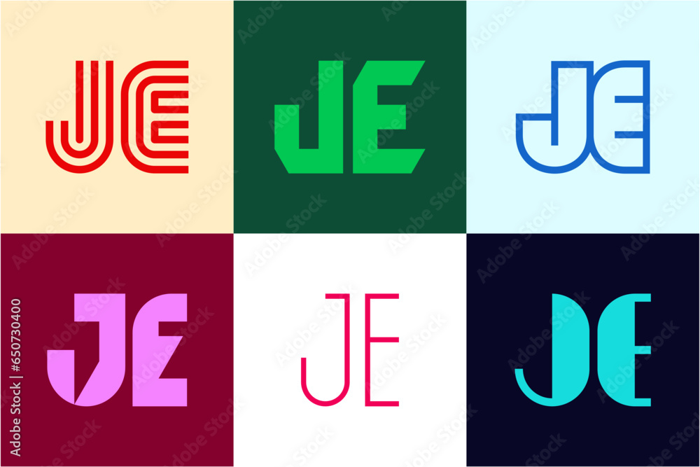 Set of letter JE logos. Abstract logos collection with letters ...