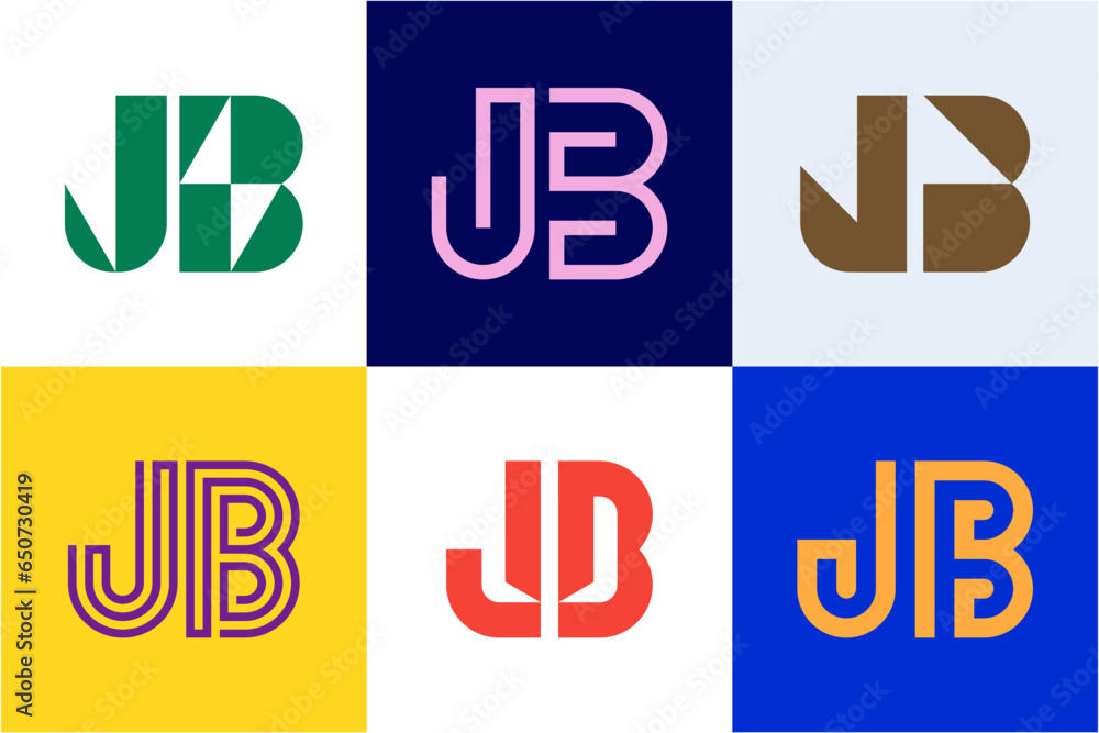 Set of letter JB logos. Abstract logos collection with letters ...