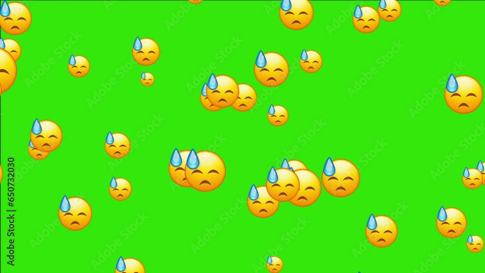 Video Stock Downcast emoji with cold sweat. Sad yellow face, emoticon ...