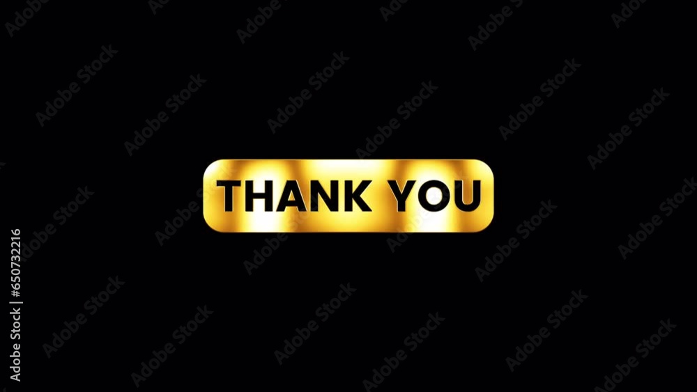 Loop of Thank You word text with golden shine nameplate glitch effect ...