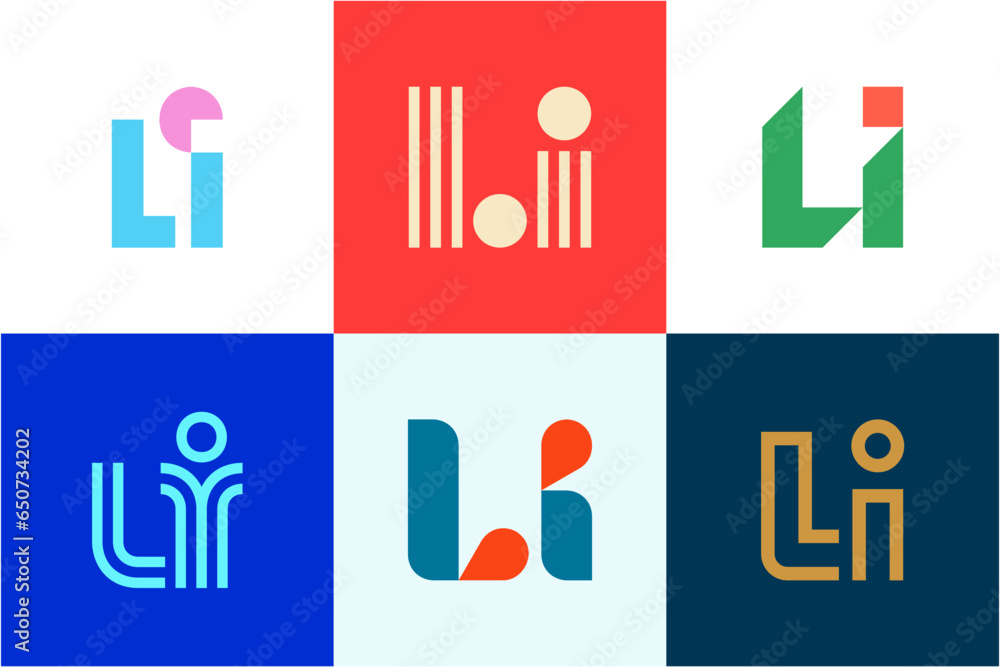 Set of letter LI logos. Abstract logos collection with letters ...