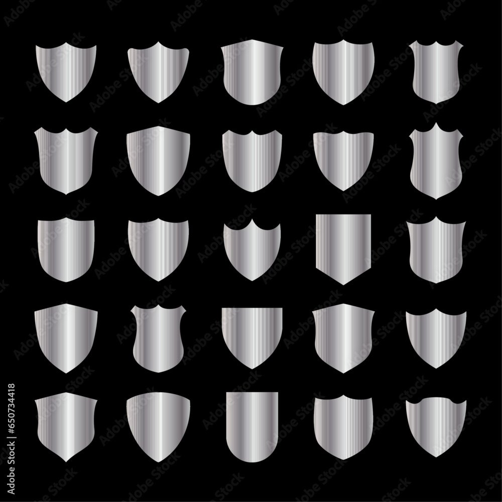 silver shields collection. vector shields illustration. set of ...
