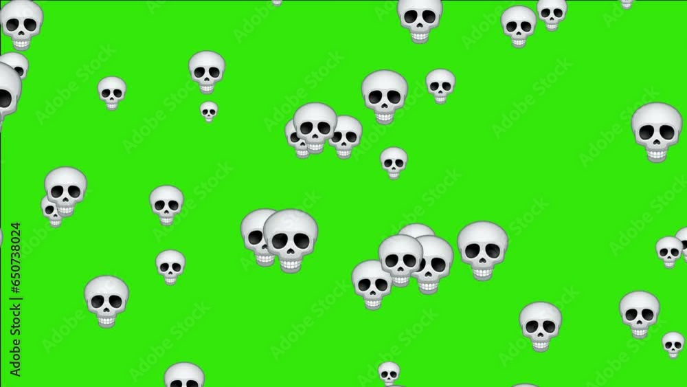 Skull face emoji isolated, dead emoticon face emoji. Animated falling ...