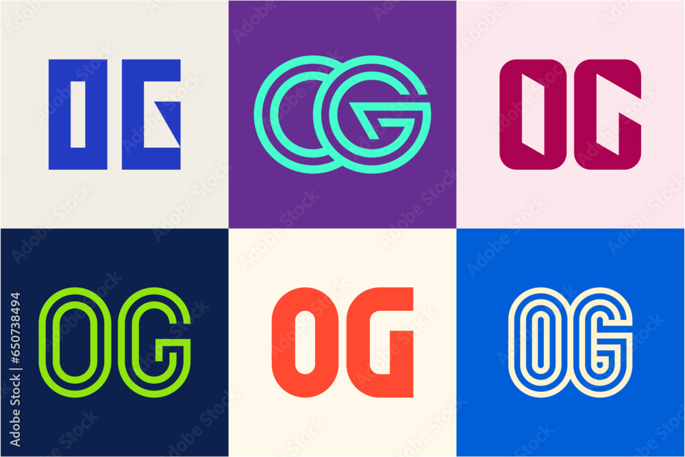 Set of letter OG logos. Abstract logos collection with letters ...