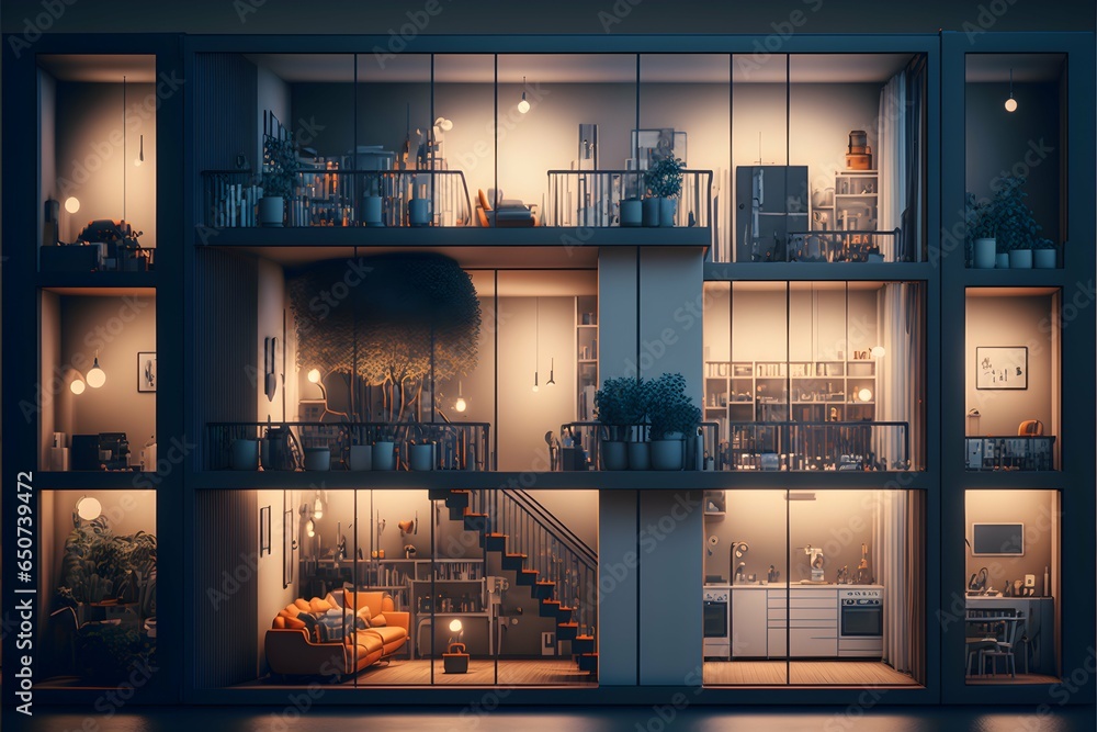 Smart Apartments with a family Hypermodernism cinematic lights Ultra ...