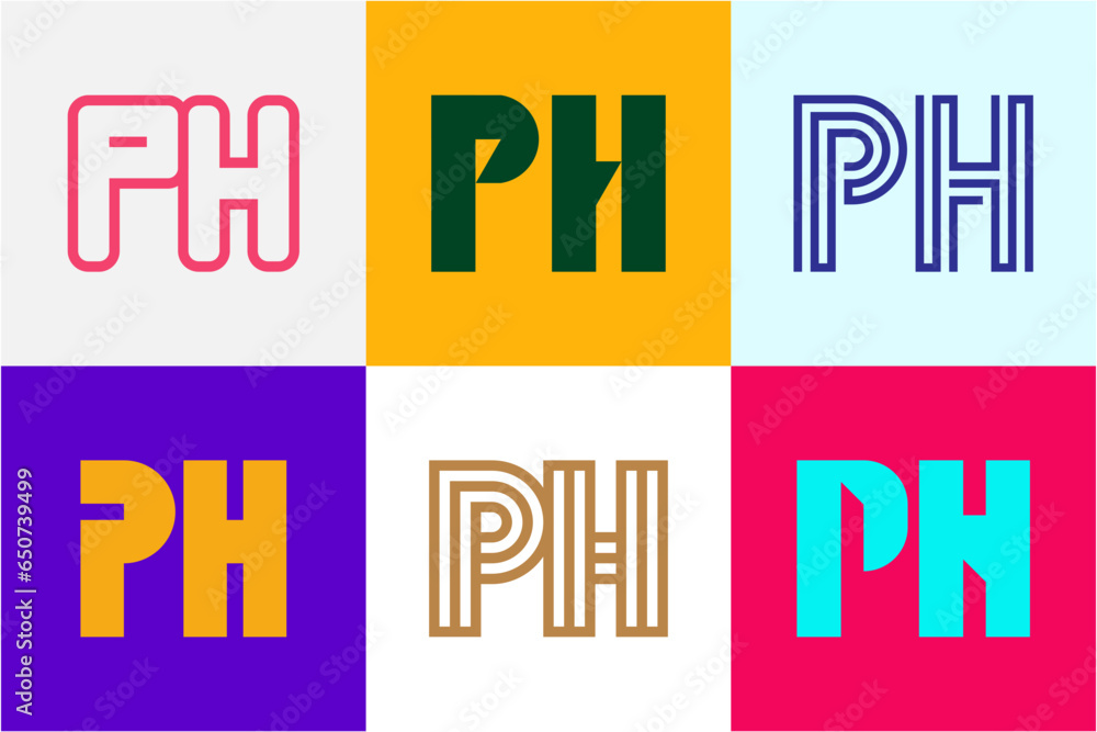Set of letter PH logos. Abstract logos collection with letters ...
