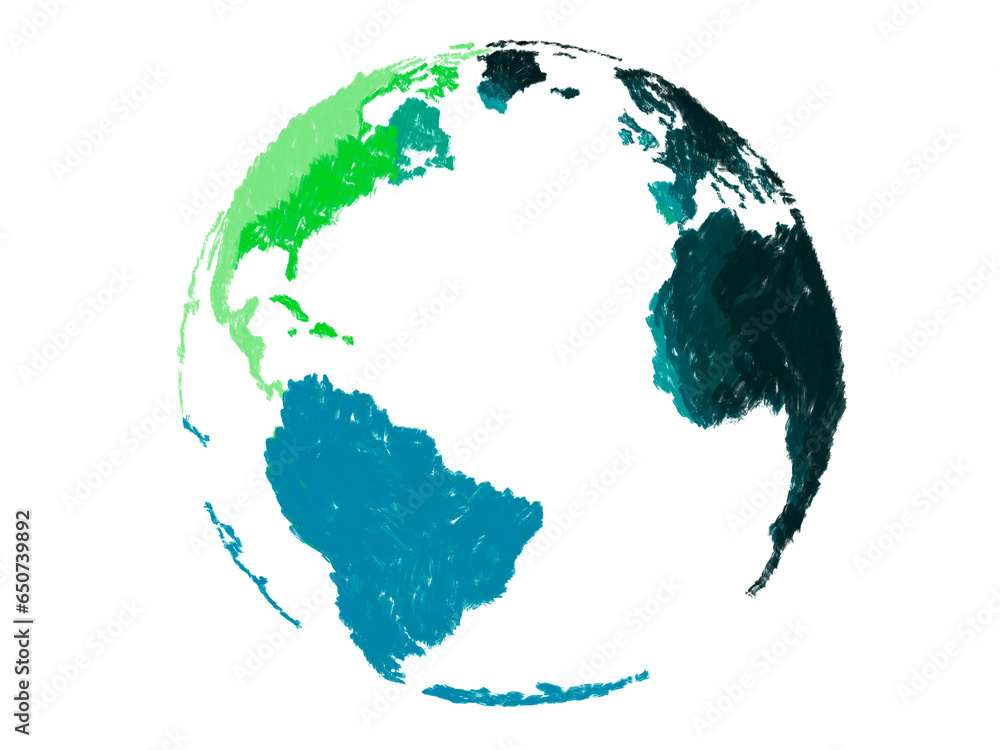 Watercolor painted, hand-drawn world map with a translucent background ...