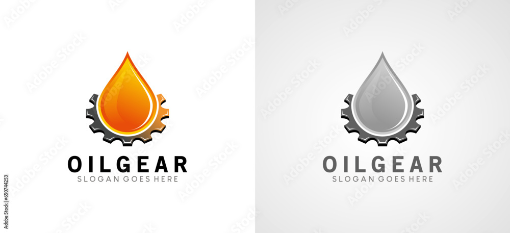 Oil Gear Machine logo symbol design, oil drop logo with vector gear ...