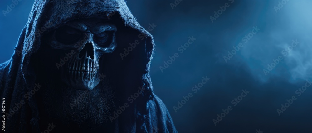 Scary creepy dead grim reaper, spooky death old monster skull face ...