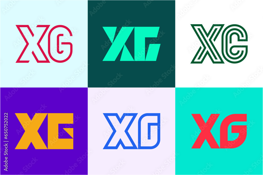 Set of letter XG logos. Abstract logos collection with letters ...