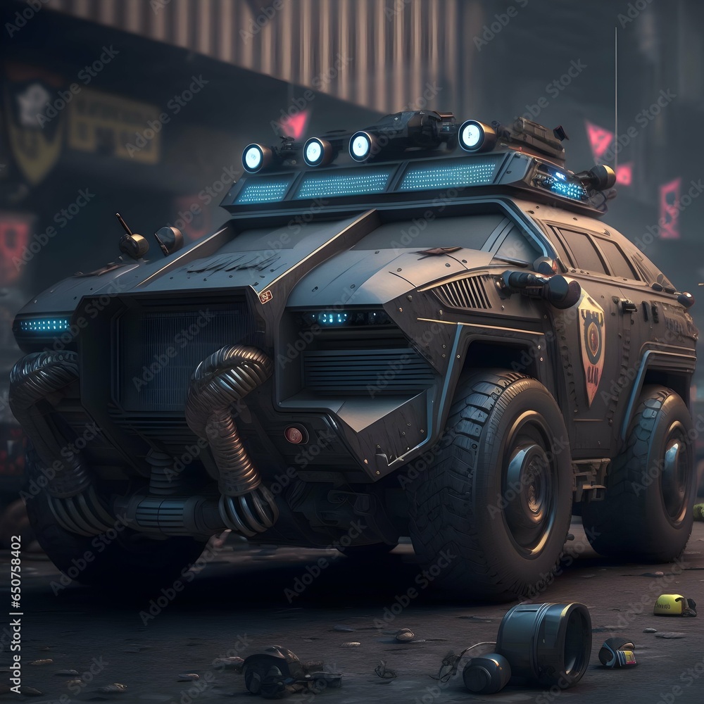 cyberpunk police car High devinition high quality highly detailed ultra ...