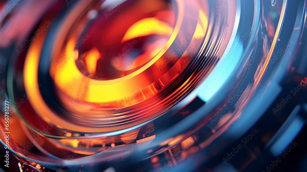 Futuristic wallpaper design with circular shapes and warm and cold ...