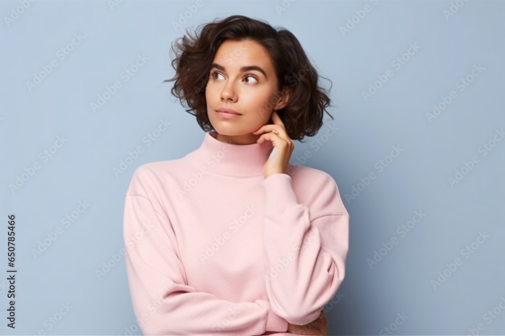 smart girl thinking decided wear isolated pastel color background ai ...