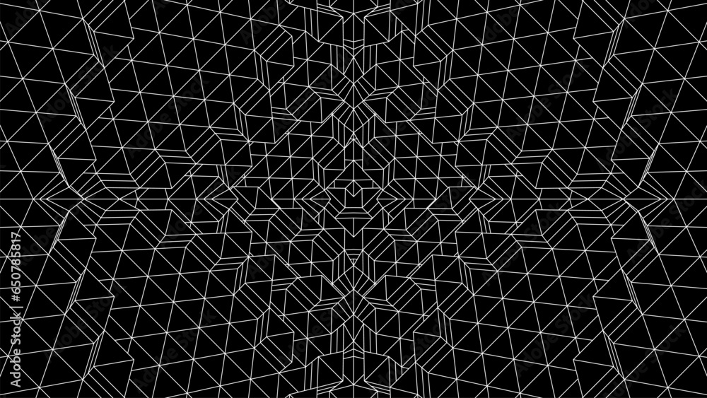 Geometric grid background with 80s styled mesh. Cyberpunk abstract ...