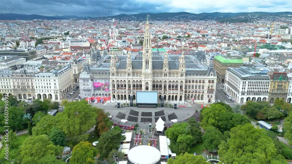 Vienna city skyline aerial view drone footage of vienna city hall view ...