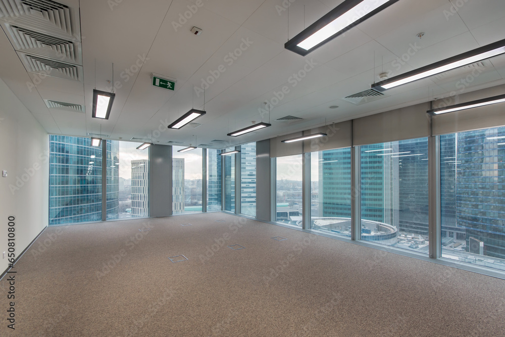 The modern interior of the executive office in beige tones with a large ...